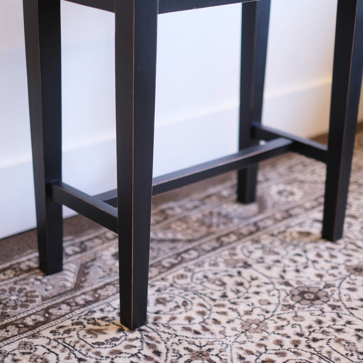 Black Slanted Side Table – Walnut & Wool