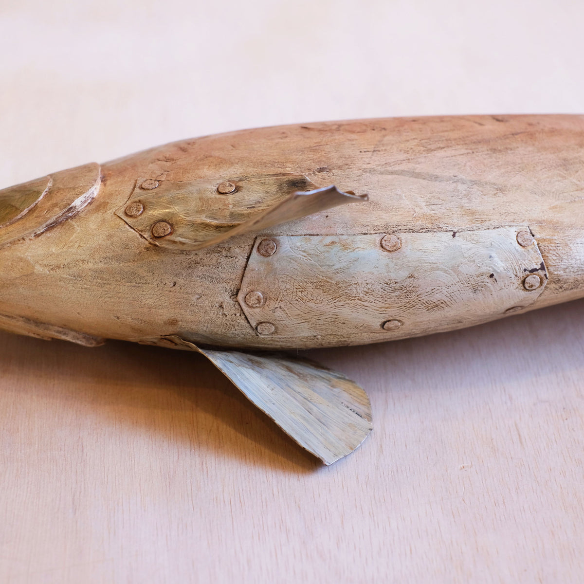 Carved Wooden Decoy FIsh – Walnut & Wool